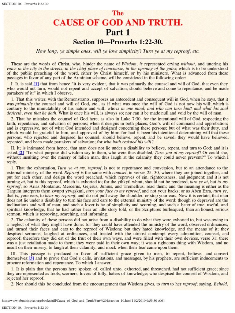 Section 10. - Proverbs 1-22-30 | PDF | Born Again | Grace In Christianity