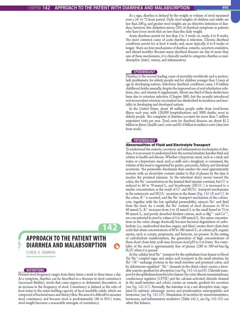 Diarrhea and Malabsorption Guide | PDF | Diarrhea | Large Intestine