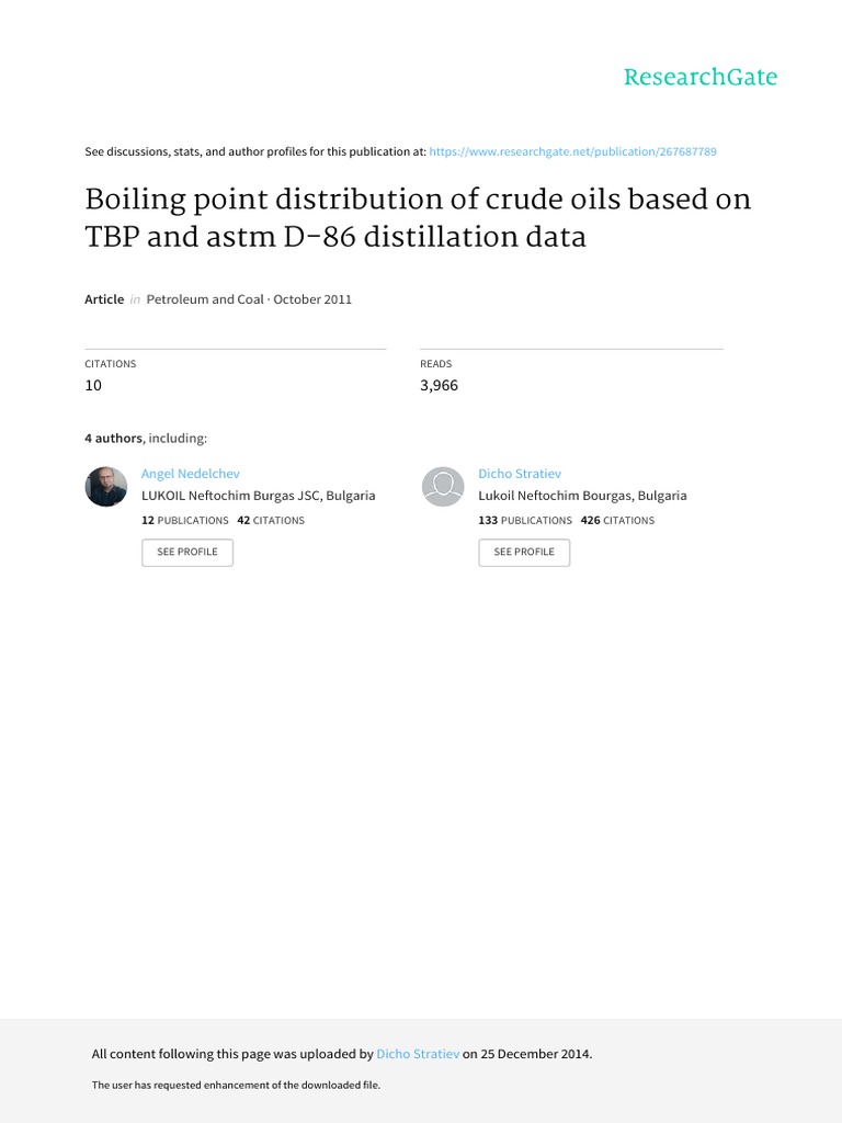 Boiling Point Distribution of Crude Oils Based On TBP and Astm D-86 ...