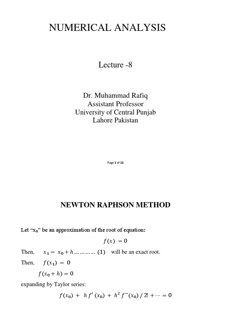 NA Lec 8 PDF | PDF | Equations | Mathematical Analysis