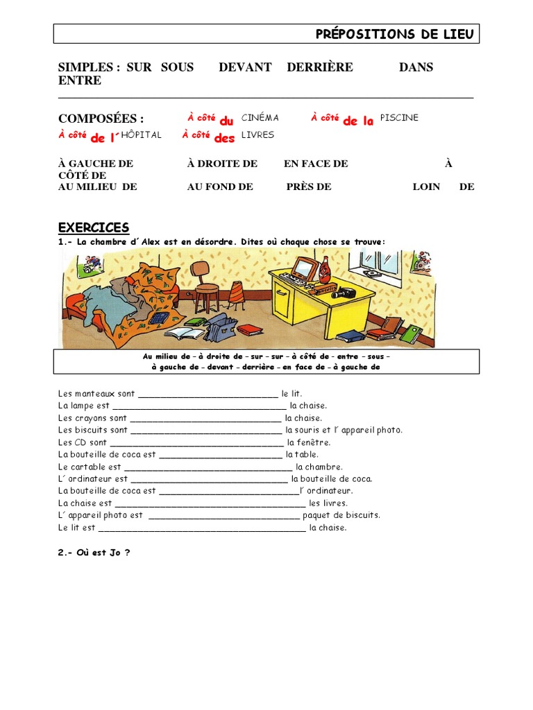 Les Prepositions de Lieu 2 Exercice Grammatical 20148 | PDF