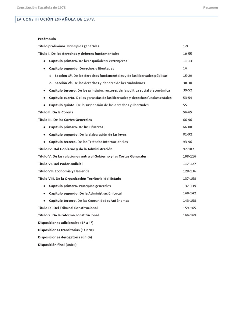 Resumen De La Constitución Española Pdf Comisión Europea