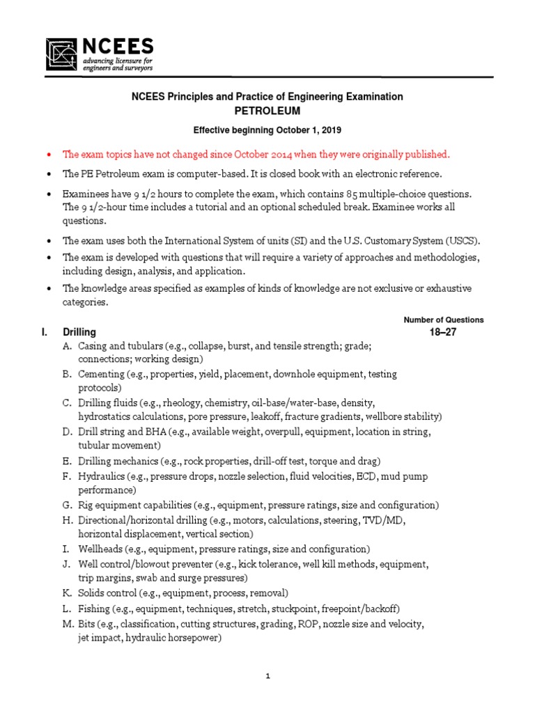 Petroleum: NCEES Principles and Practice of Engineering Examination ...
