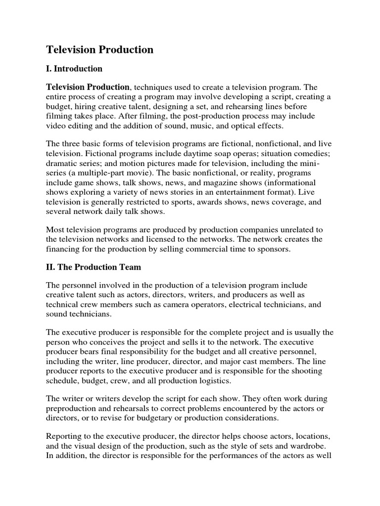 Television Production: Television Production, Techniques Used To Create ...