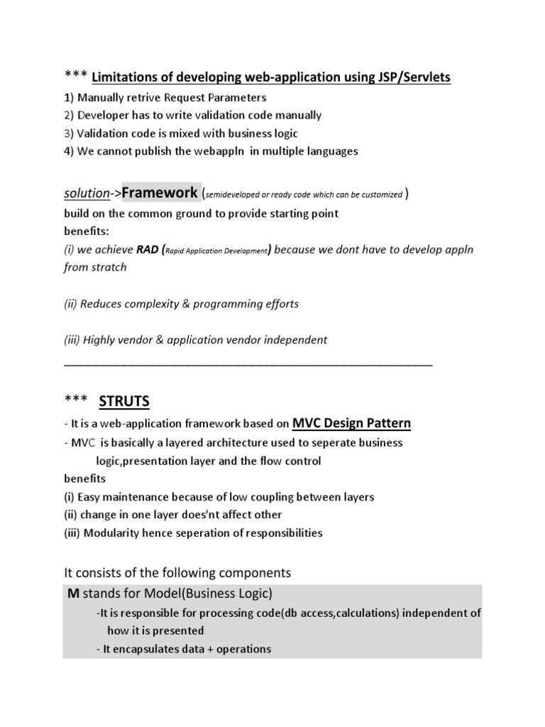 Framework: Limitations of Developing Web-Application Using JSP/Servlets | PDF | Java Server ...