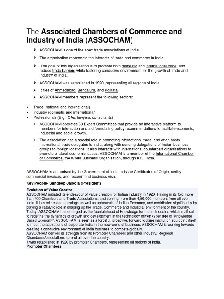 Industry of India (ASSOCHAM) : The Associated Chambers of Commerce and ...