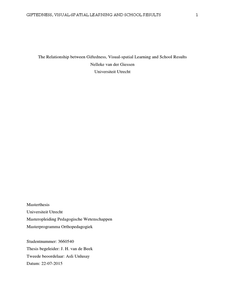 The Relationship Between Giftedness and Visual-Spatial Learning With ...