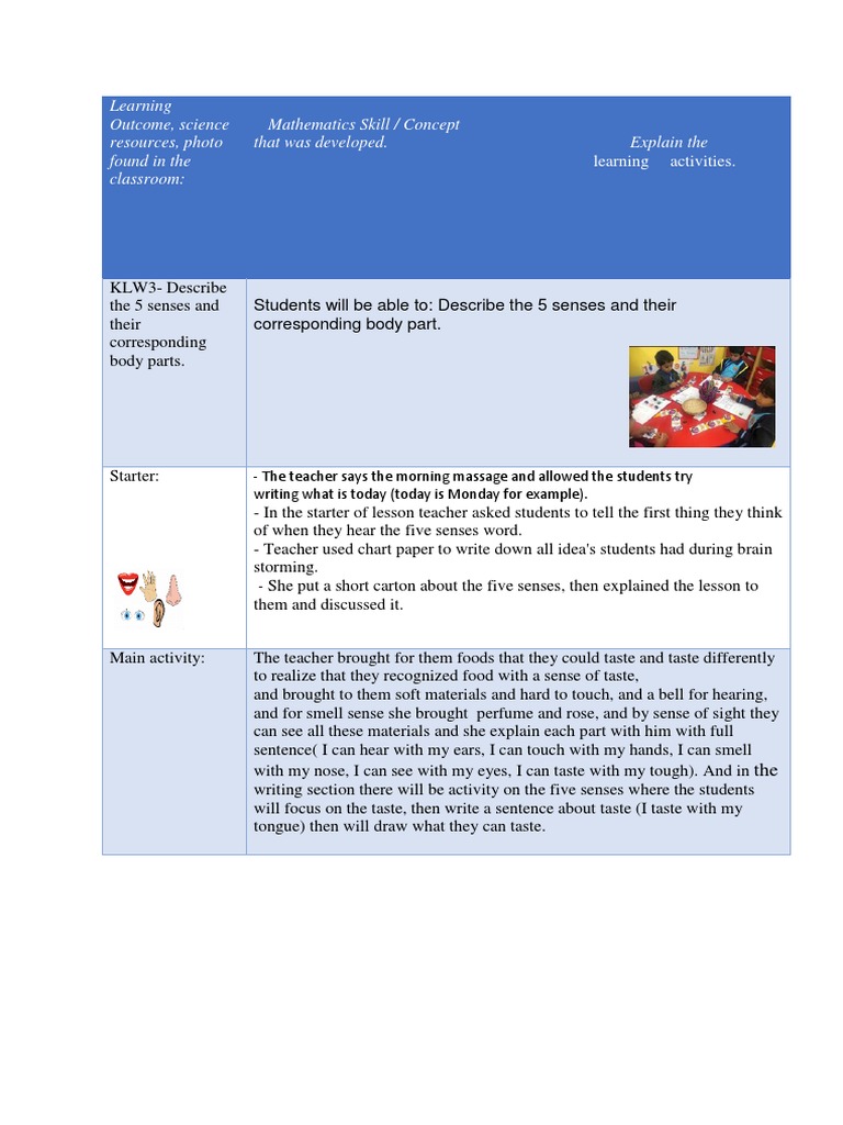 Mathematics Skill / Concept That Was Developed. Explain The Learning ...