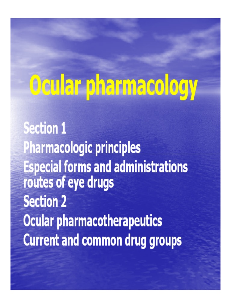 Ocular Pharmacology: Drug Administration | PDF | Acetylcholine | Glaucoma