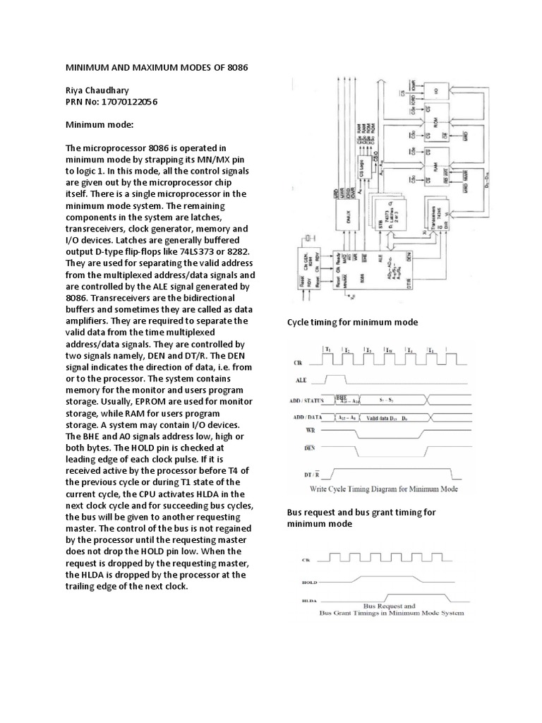 Minimum and Maximum Modes of 8086 | PDF | Input/Output | Central Processing Unit