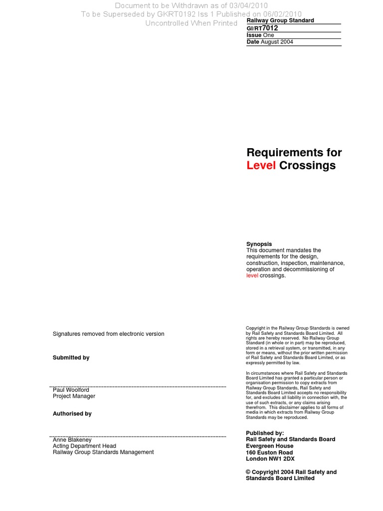 Level Crossing Requirements PDF | PDF | Rail Transport | Traffic