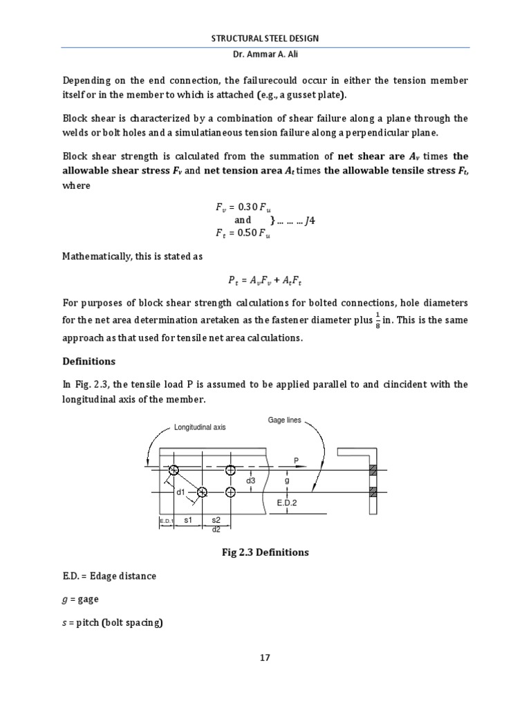 Allowable Shear Stress F: Structural Steel Design Dr. Ammar A. Ali | PDF