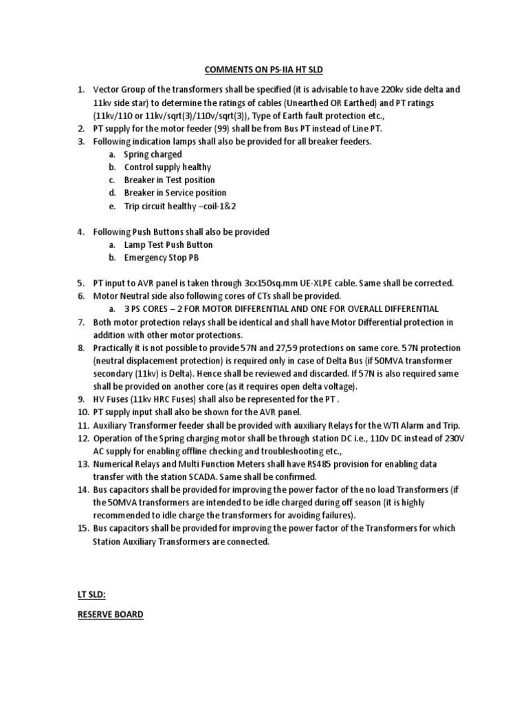 Comments On HT & LT SLD | PDF | Fuse (Electrical) | Relay