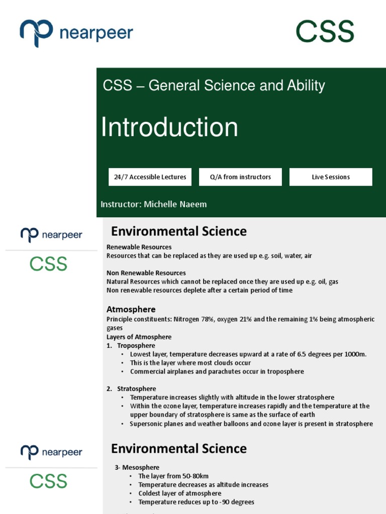 General Science - Environmental Science CSS Pakistan | PDF | Atmosphere ...