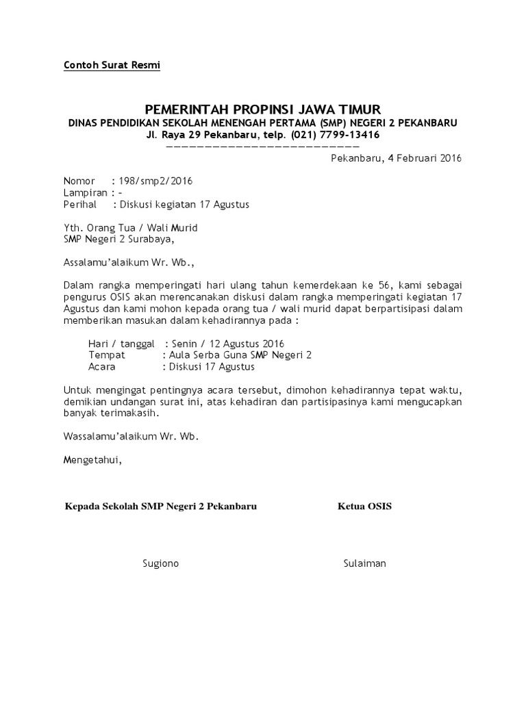 Contoh Surat Resmi | PDF