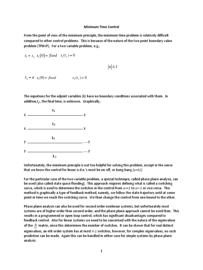 Minimum Time Control | PDF | Optimal Control | Mathematical Optimization