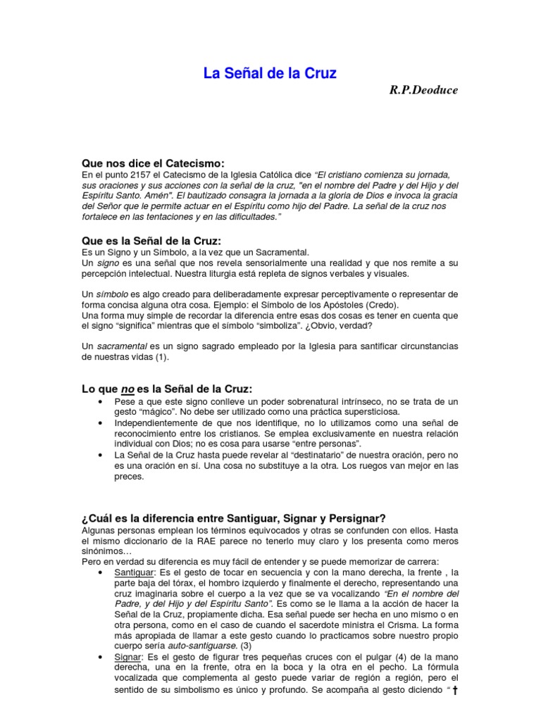 La Señal de La Cruz - Santiguar, Signar y Persignar | PDF | Oración ...