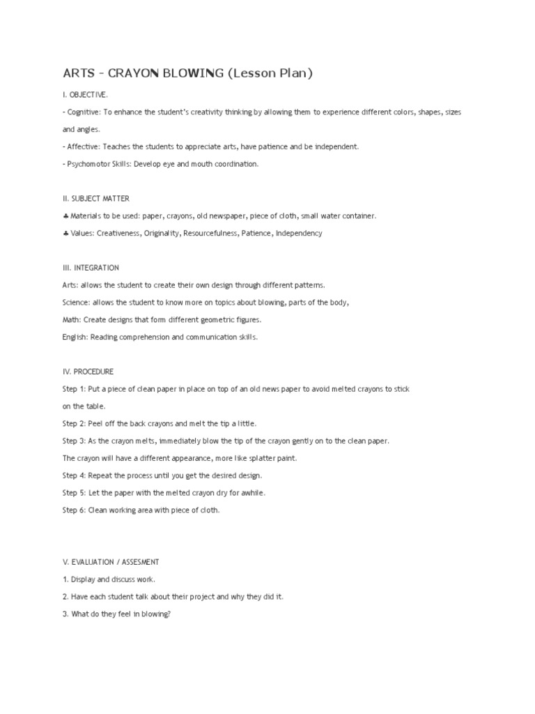Crayon Lesson Plan | PDF