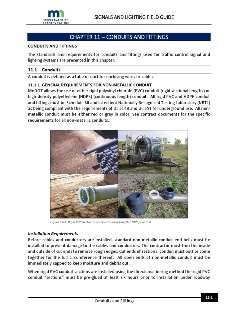 Requirements for Installing and Using Various Types of Conduits for ...