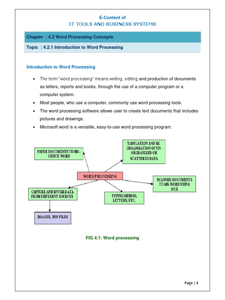 Chapter: 4.2 Word Processing Concepts Topic: 4.2.1 Introduction To Word ...