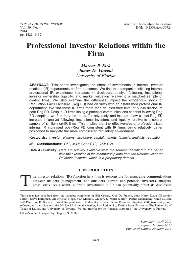 Professional Investor Relations | PDF | Investing | Business