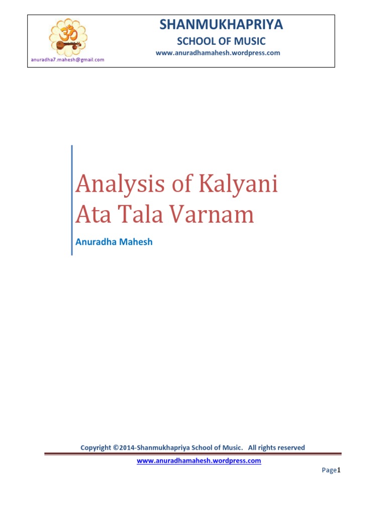 Analysis of Kalyani Ata Tala Varnam | PDF