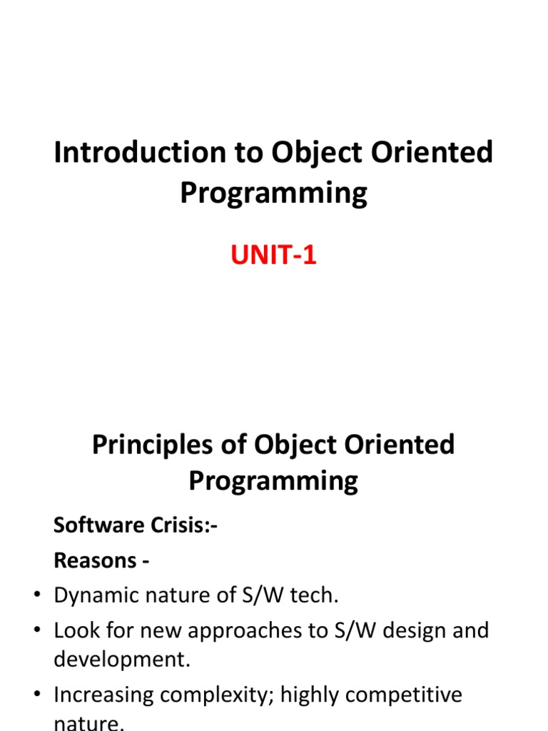 Ioop Unit 1 Pdf Object Oriented Programming Class Computer Programming 7526