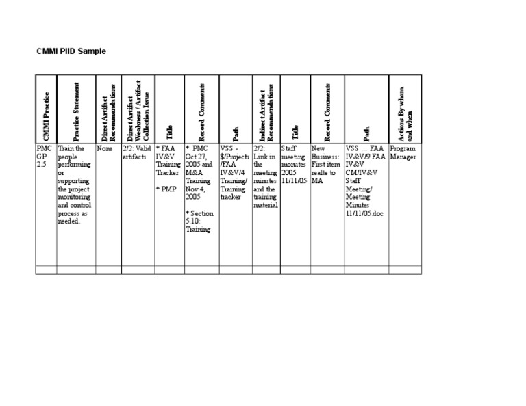 Cmmi Sample Piid | PDF | Business