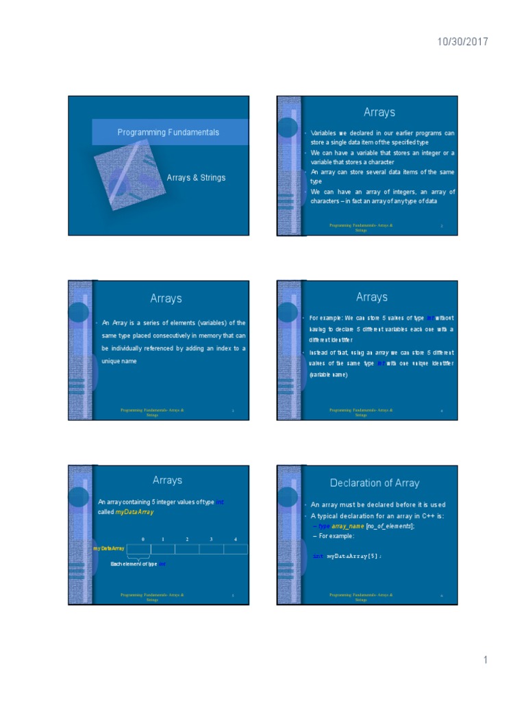 Lecture Arrays 1 Pdf Array Data Type Data Type 0268