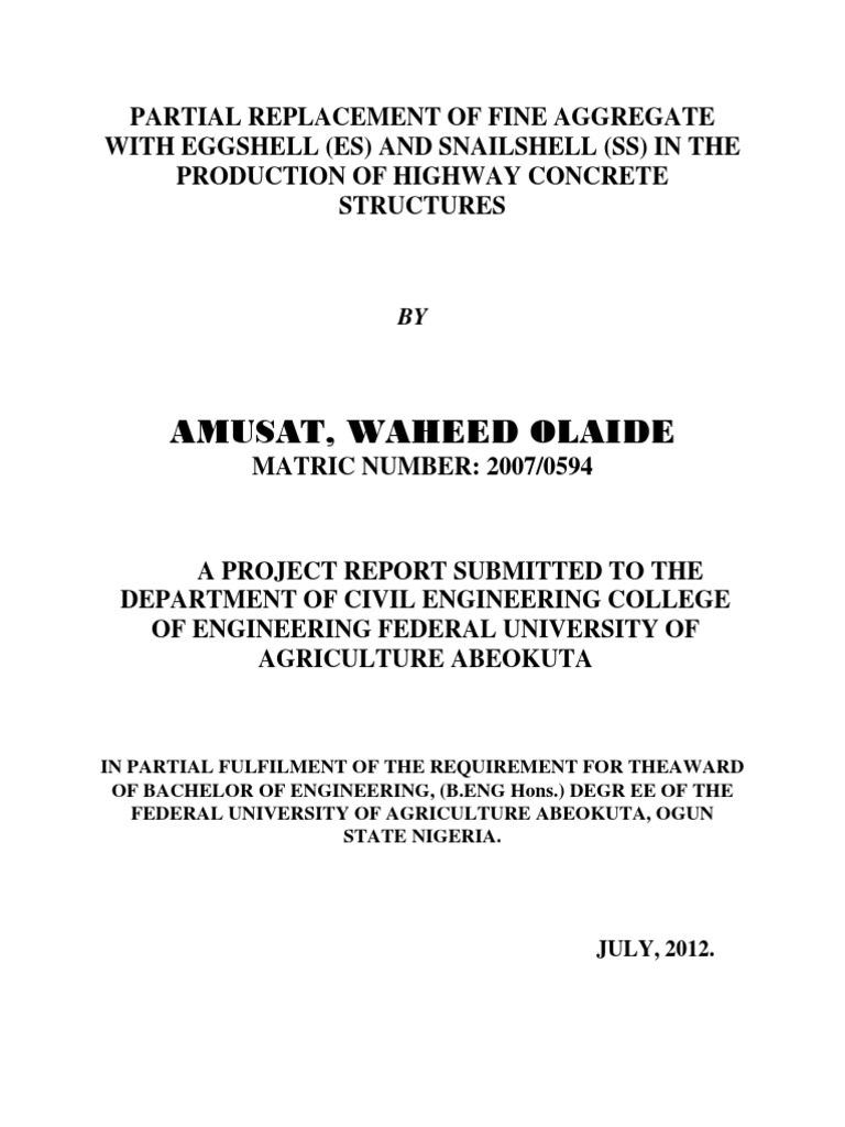 Egg Shell Fine Agg | PDF | Construction Aggregate | Concrete