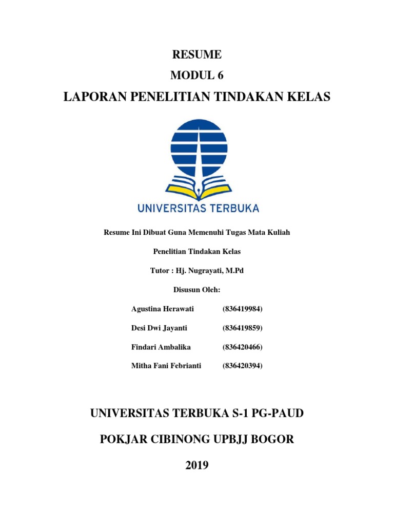 Cover Resume PTK | PDF | Karier & Perkembangan