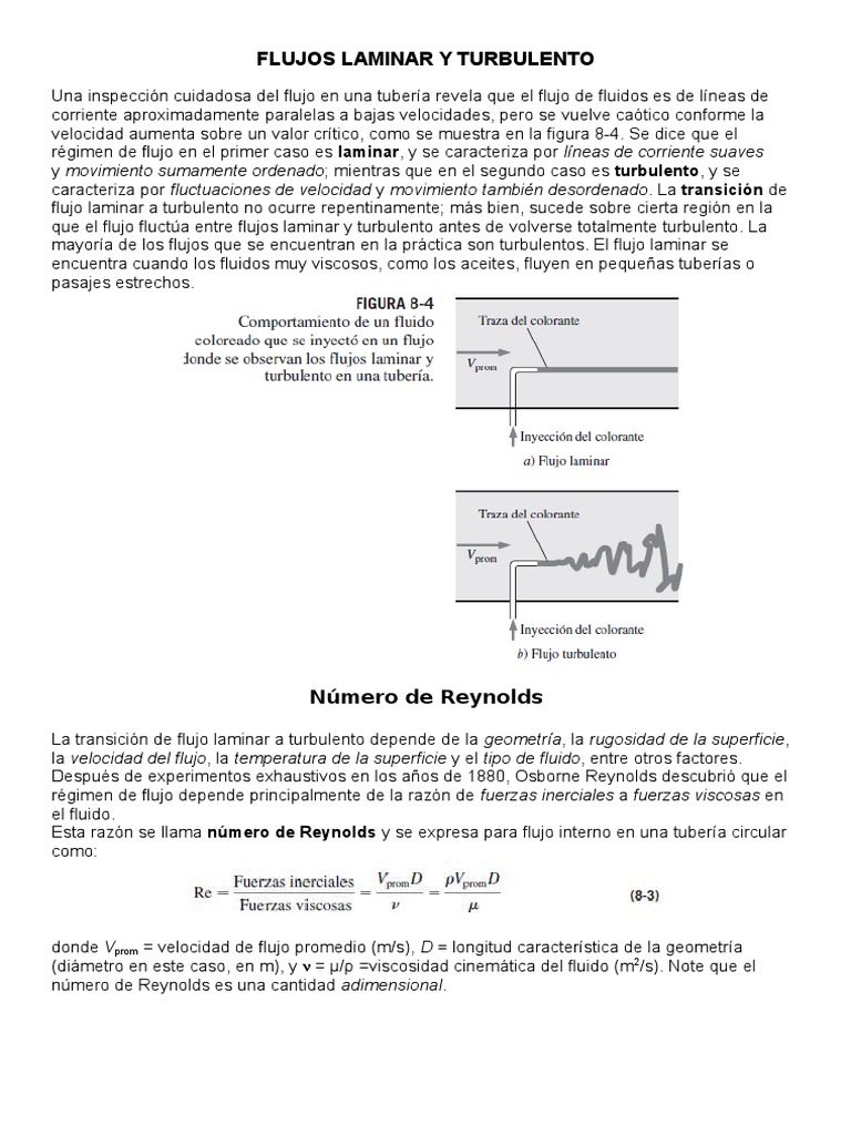 Flujos Laminar y Turbulento | PDF | Numero Reynolds | Flujo laminar