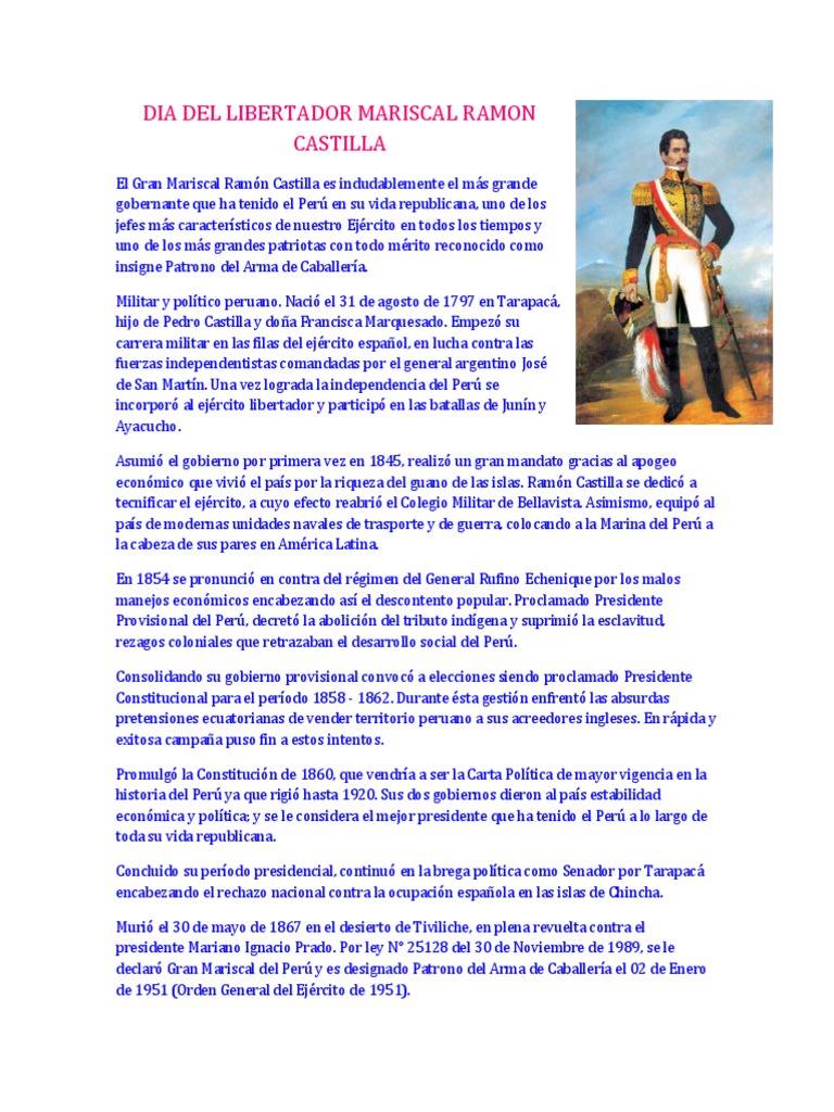 Dia Del Libertador Mariscal Ramon Castilla | PDF | Perú | América del Sur