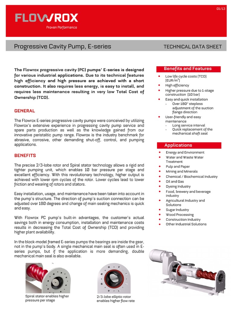 Flowrox PC-pump E-Series Datasheet ENG | PDF | Pump | Steel
