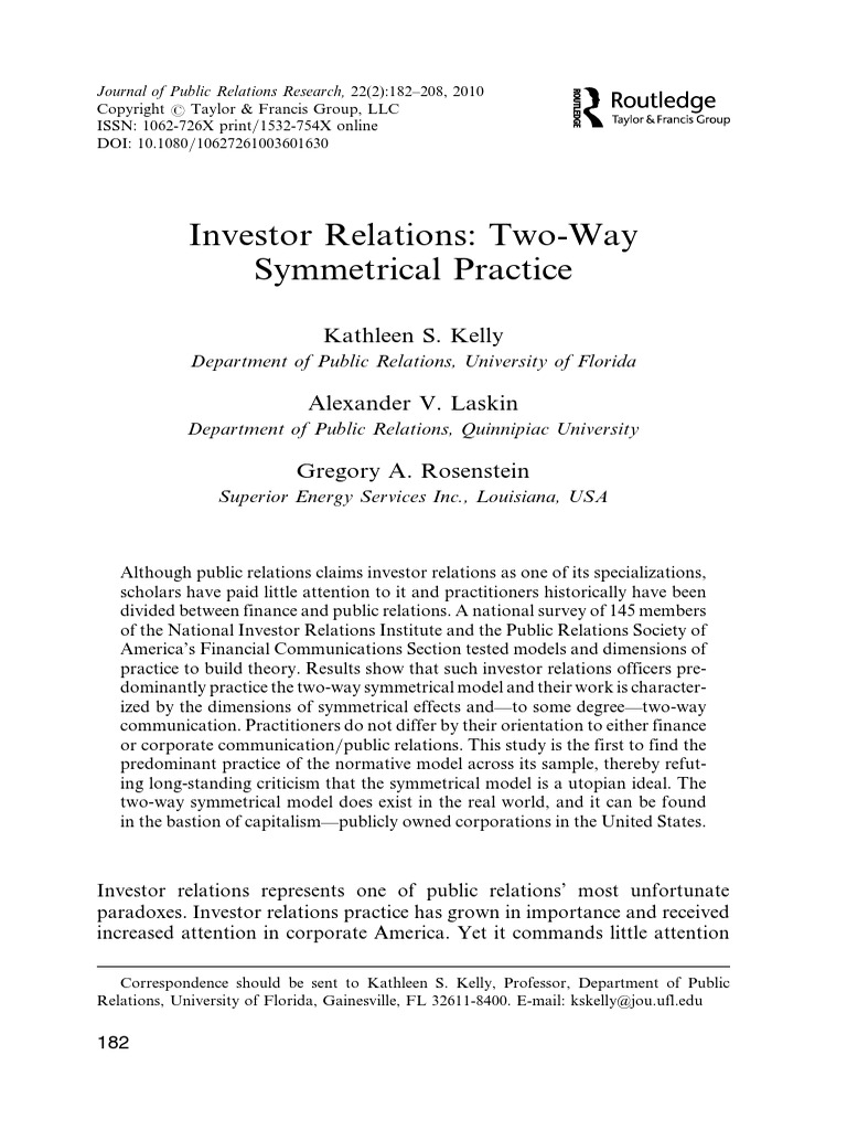 Investor Relations: Two-Way Symmetrical Practice | PDF | Public ...