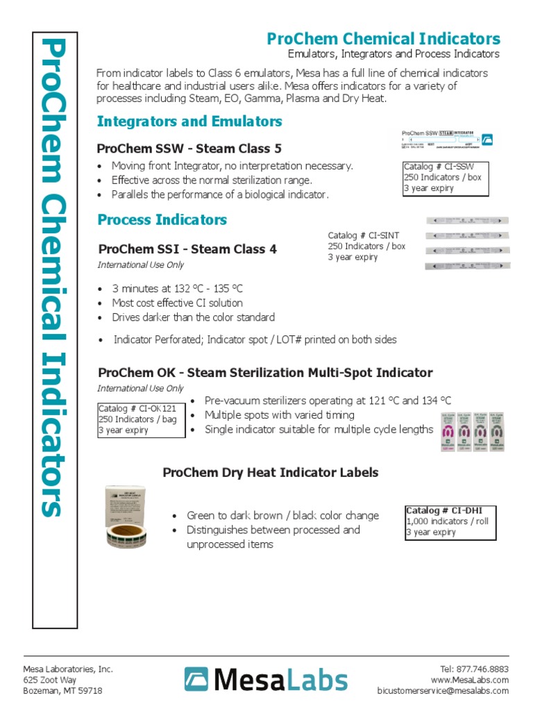Integrators and Emulators: Prochem Chemical Indicators | PDF ...