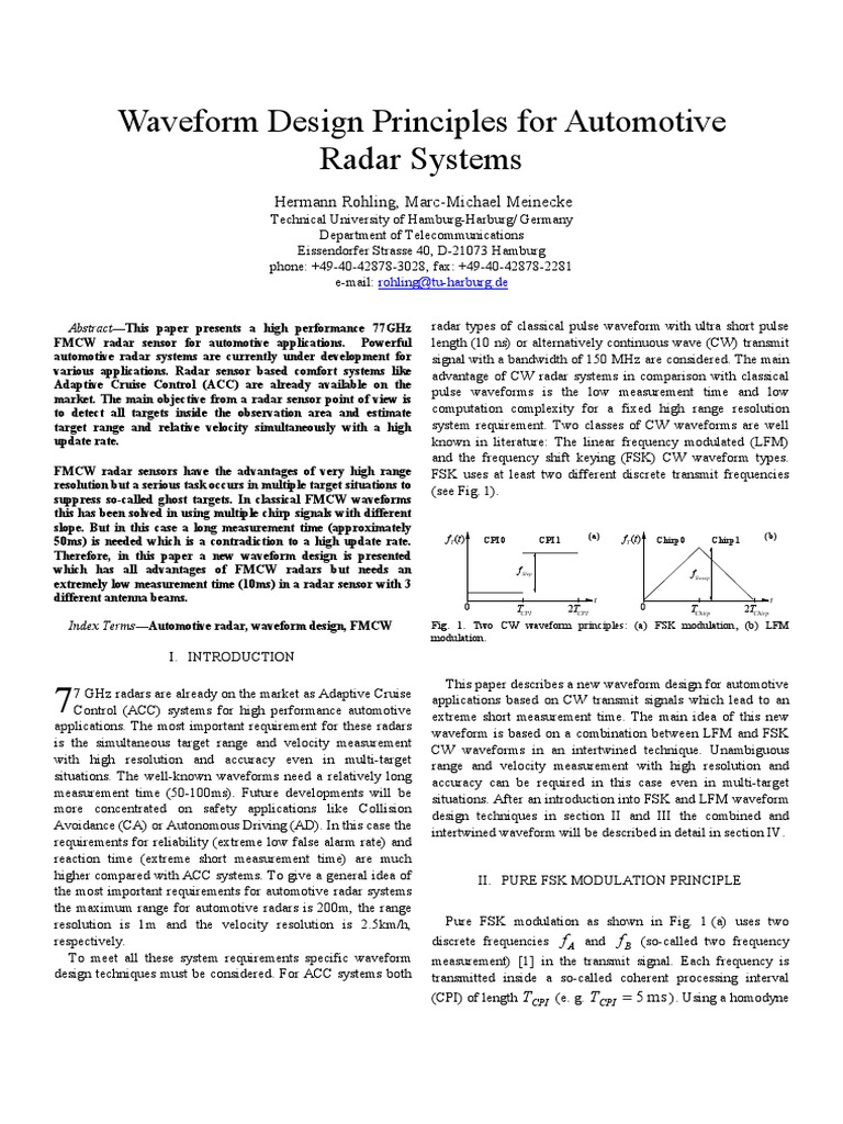 Automotive Radar - Waveform Design Principles | PDF | Radar | Spectral ...