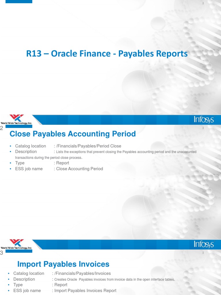R13 - Oracle Finance - Payables Reports | PDF | Accounts Payable | Invoice
