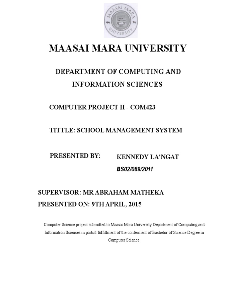Maasai Mara University: Department of Computing and Information Sciences | PDF | Computers ...