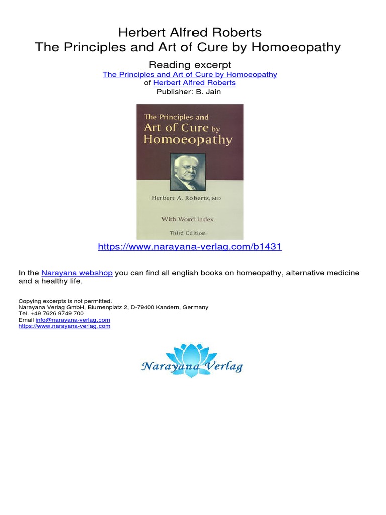 The Principles and Art of Cure by Homoeopathy Herbert Alfred Roberts ...