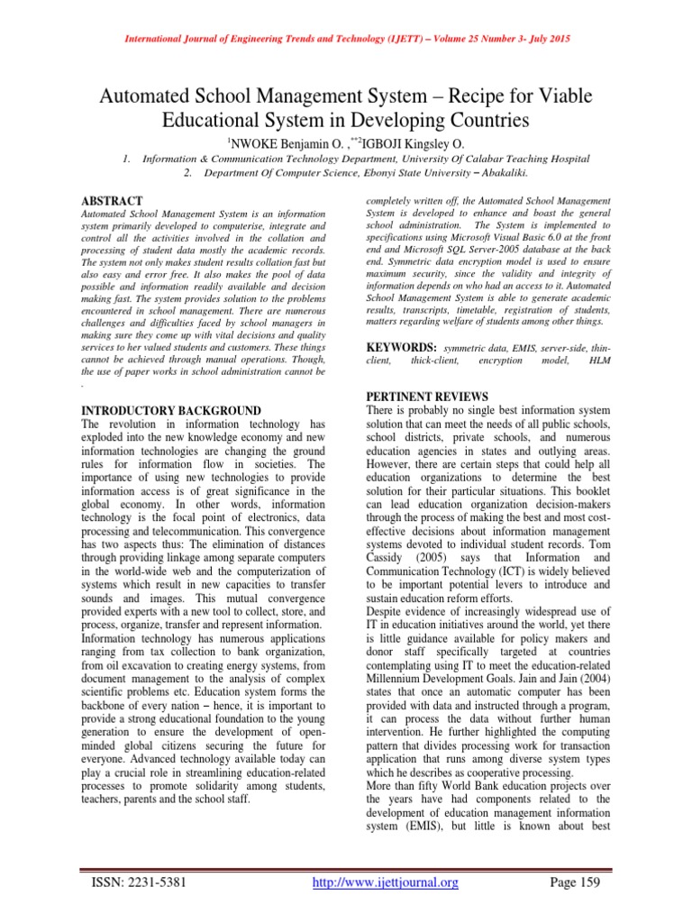 Automated School Management System - Recipe For Viable Educational ...