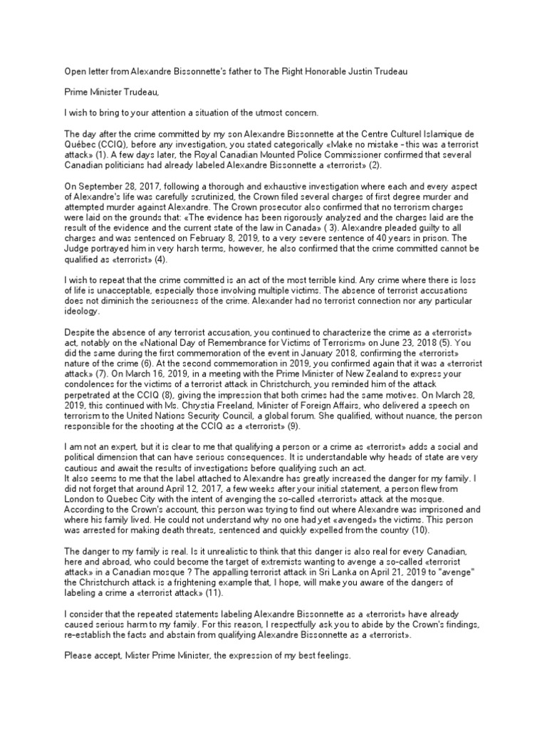 Open Letter From Raymond Bissonnette | PDF | Murder | Criminal Justice