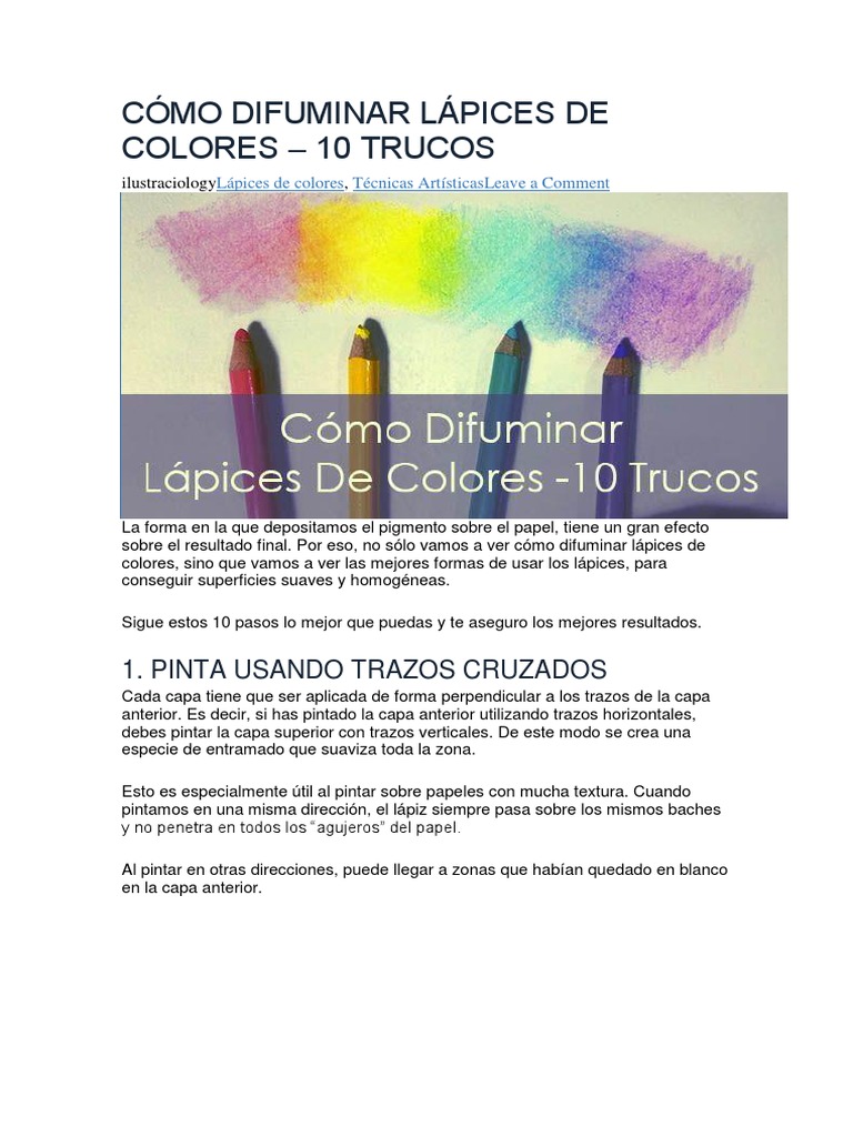 Difuminar Lápices de Colores: 10 Trucos | PDF | Lápiz | Color