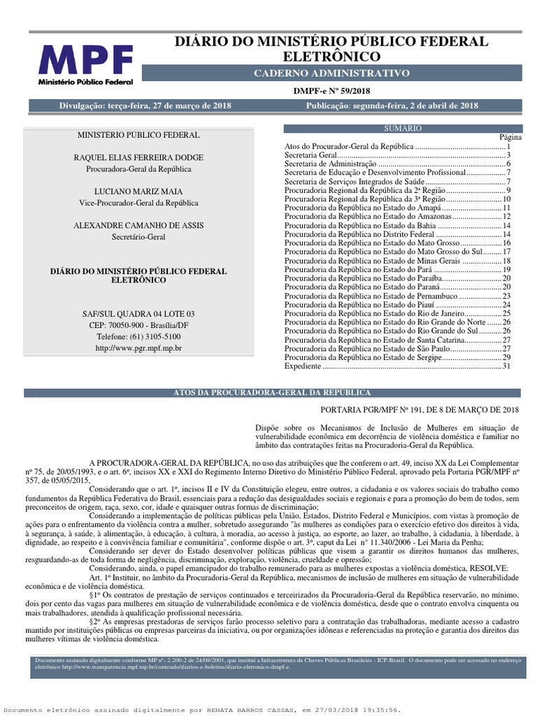 DMPF Administrativo 2018 03 27 PDF | PDF | Ministério (departamento ...
