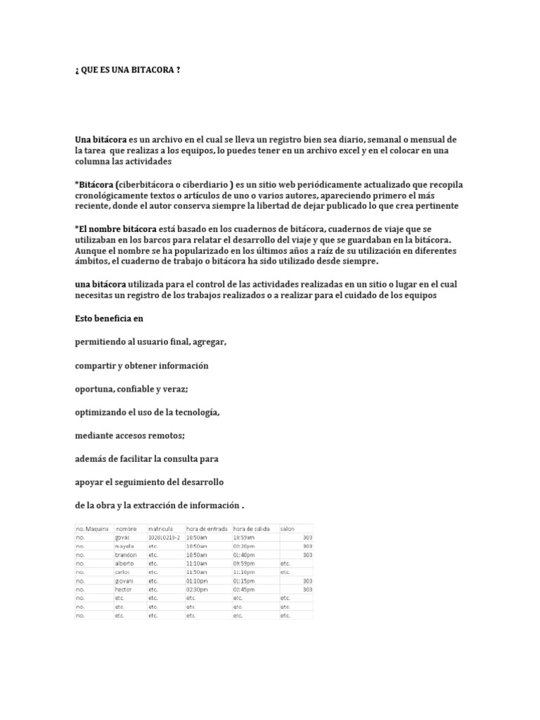 Que Es Una Bitacora Tipos | PDF | Blog | Informática