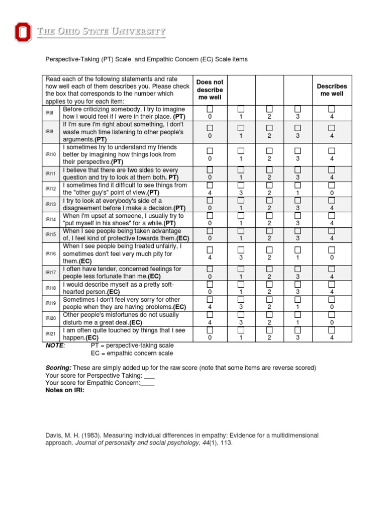 Perspective Taking Scale | PDF | Empathy | Psychological Concepts