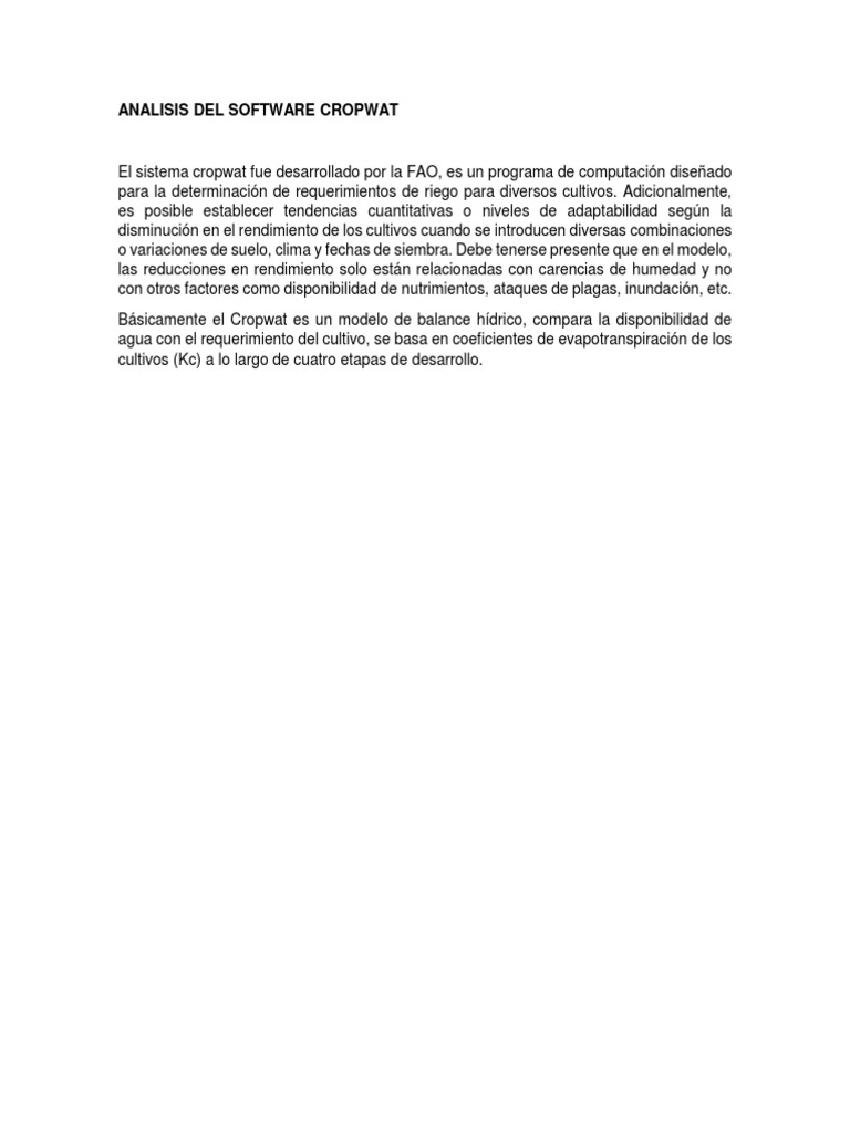 Analisis Del Software Cropwat | PDF | Evapotranspiración | Ventana ...