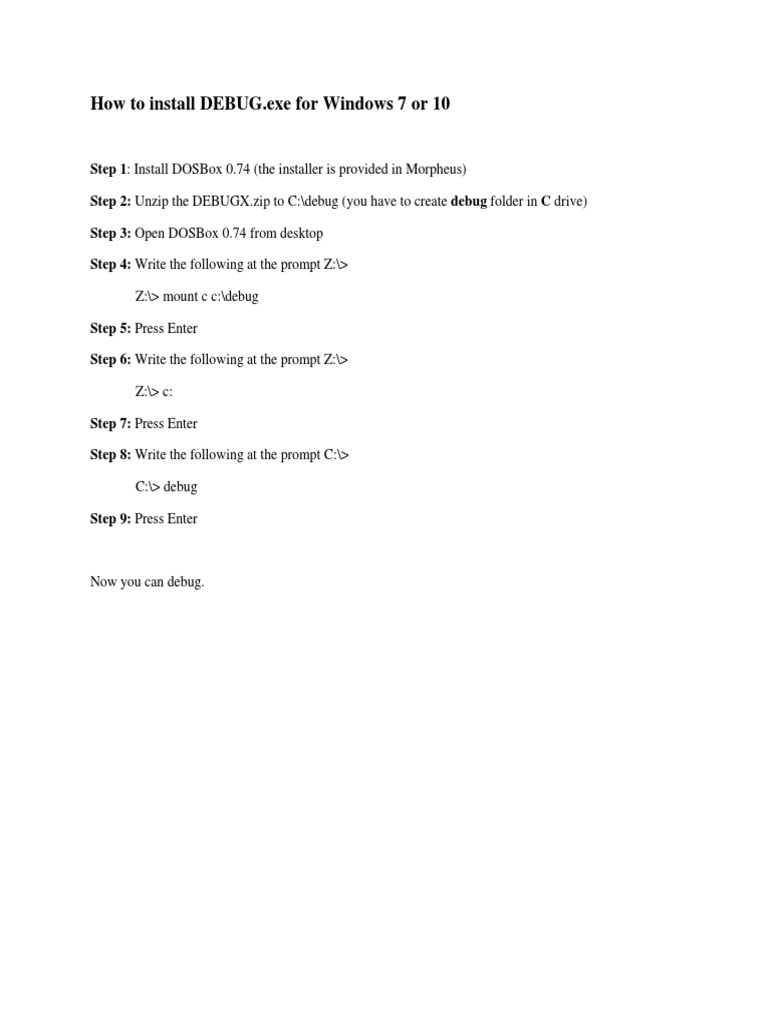 How To Install DEBUG | PDF | Games & Activities | Computers