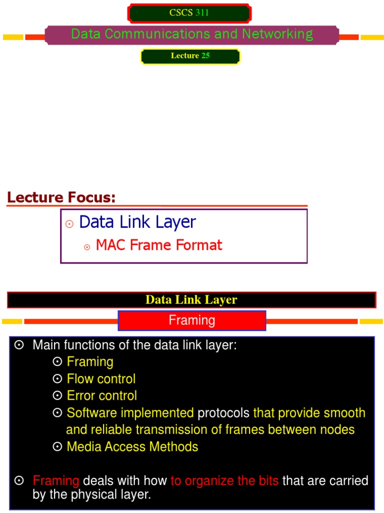 Lecture 25 DCN Mac Frame Format | PDF | Multicast | Network Packet