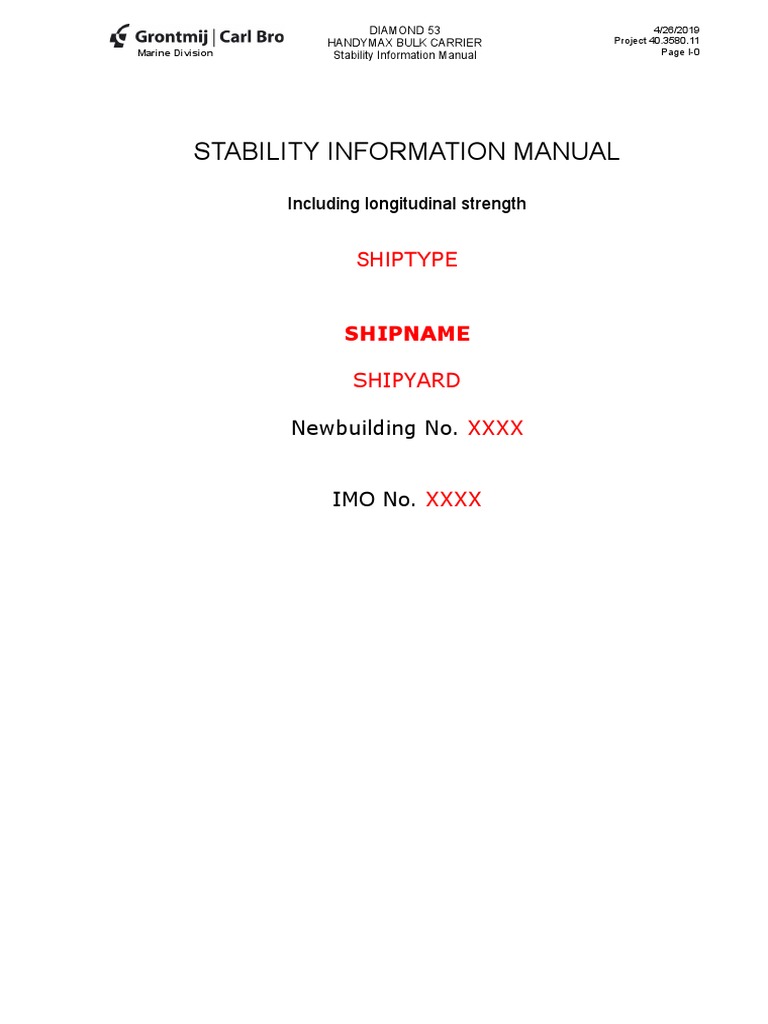 Handymax Bulk Carrier Stability Manual | PDF | Shipping | Ships